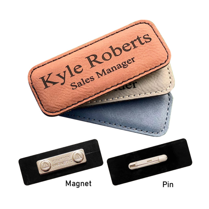 Custom Leather Name Badges & Magnetic Name Tags | Office Gifts