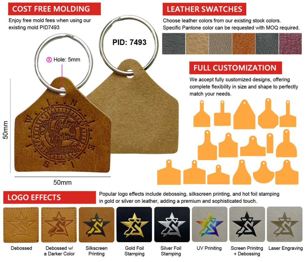 Custom Leather Cow Ear Tags | Western Style Decor Keychains