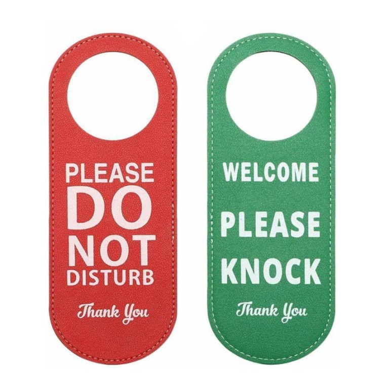Custom Logo Leather Do Not Disturb Door Signs | Door Knob Tags